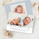 Modern Blue Script Baby Boy Photo Birth Announcement | Zazzle