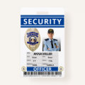 Modern Blue Security Custom Name Guard Employee Badge | Zazzle