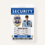 Modern Blue Security Custom Name Guard Employee Badge | Zazzle
