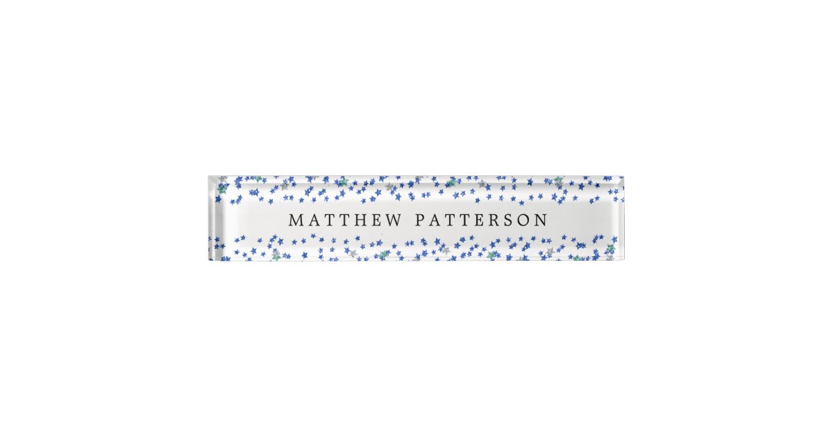 Modern Blue Stars Personalized Name Desk Name Plate | Zazzle