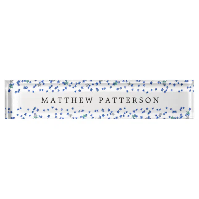 Modern Blue Stars Personalized Name Desk Name Plate | Zazzle