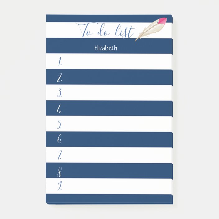 Modern Blue Striped,Feather ,To Do List Post-it Notes | Zazzle.com