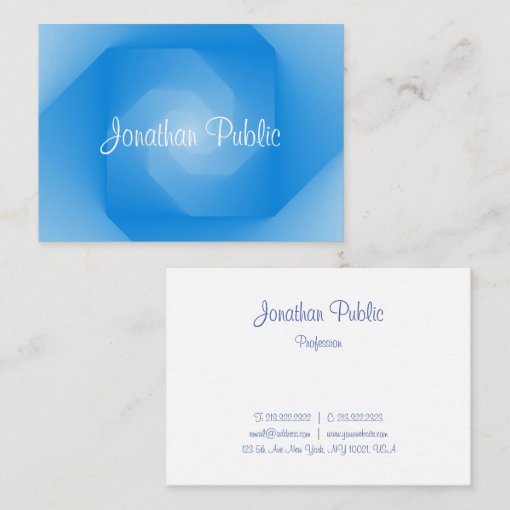Modern Blue Template Handwritten Script Name Business Card | Zazzle
