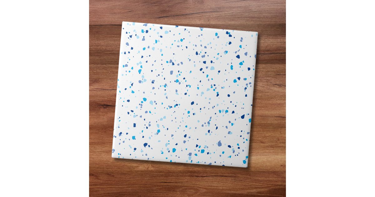 Modern Blue Terrazzo Pattern Ceramic Tile | Zazzle