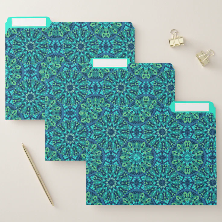 Modern Blue Tile File Folder | Zazzle