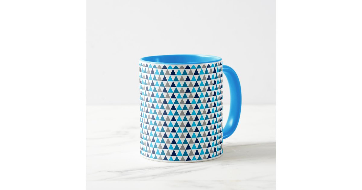 Modern Blue Triangles Geometric Mug | Zazzle