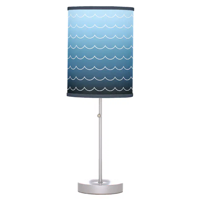 Modern Blue Wave Pattern Gradient Table Lamp | Zazzle