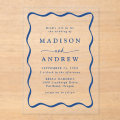 Modern Blue Wavy Frame Wedding Acrylic Invitations | Zazzle