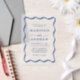 Modern Blue Wavy Frame Wedding Vellum Invitations | Zazzle