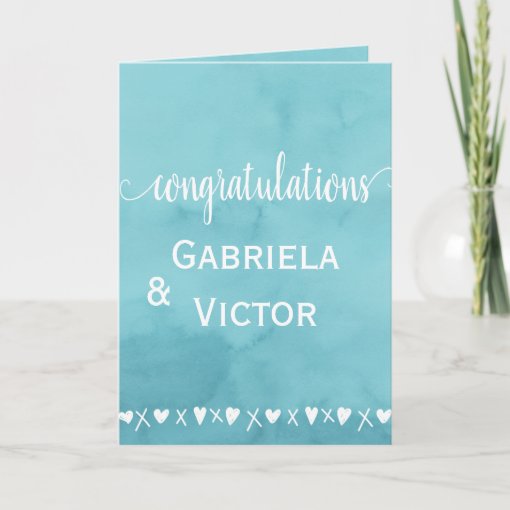 Modern Blue Wedding Engagement Congratulations Card | Zazzle