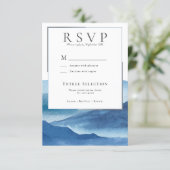 Modern Blue Wedding RSVP with Menu Options | Zazzle