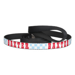Modern Blue White Checkered Dog Puppy Doggy Name Pet Leash | Zazzle