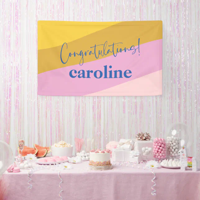 Modern Blue Yellow Custom Congratulations Graduate Banner | Zazzle