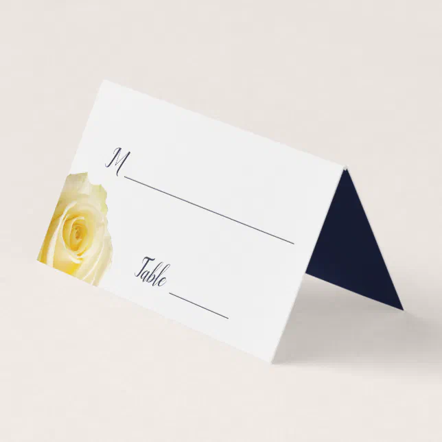 Modern Blue Yellow Roses Floral Wedding Table Card | Zazzle