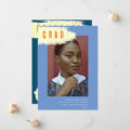 Modern BLUE YELLOW SPLASH Graduation Photo GRAD Announcement | Zazzle
