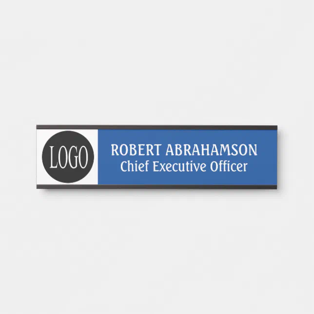 Modern Blue Your Logo Office Door Signs Sign | Zazzle