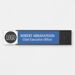 Modern Blue Your Logo Office Door Signs Sign | Zazzle