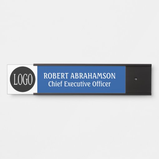 Modern Blue Your Logo Office Door Signs Sign | Zazzle