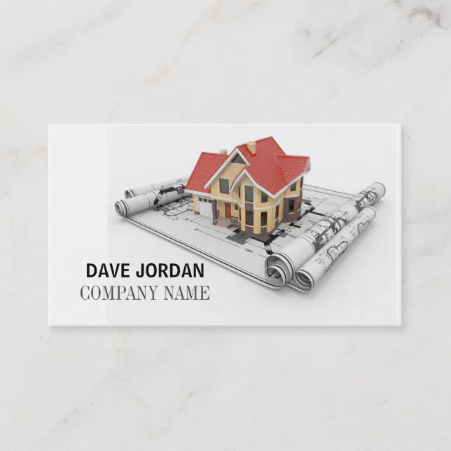 Modern Blueprint Construction Architect Contractor Business Card | Zazzle