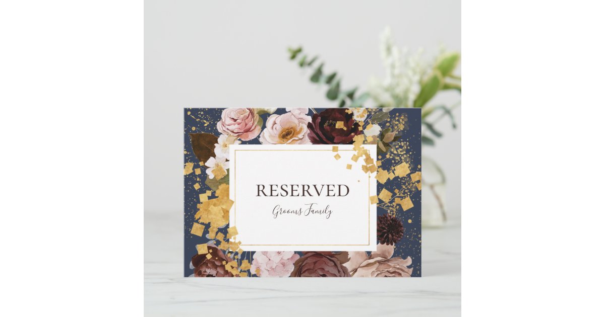 Modern Blush Floral | Navy Reserved Sign | Zazzle