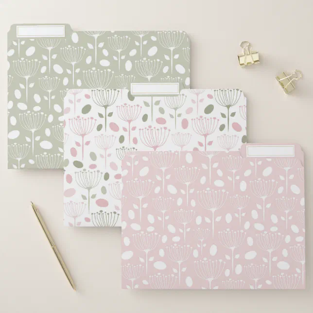 Modern Blush Pink and Sage Green Floral File Folder | Zazzle