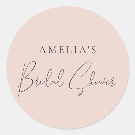 Modern Blush Pink Bridal Shower Classic Round Sticker | Zazzle.com