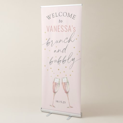 modern blush pink brunch and bubbly welcome sign | Zazzle
