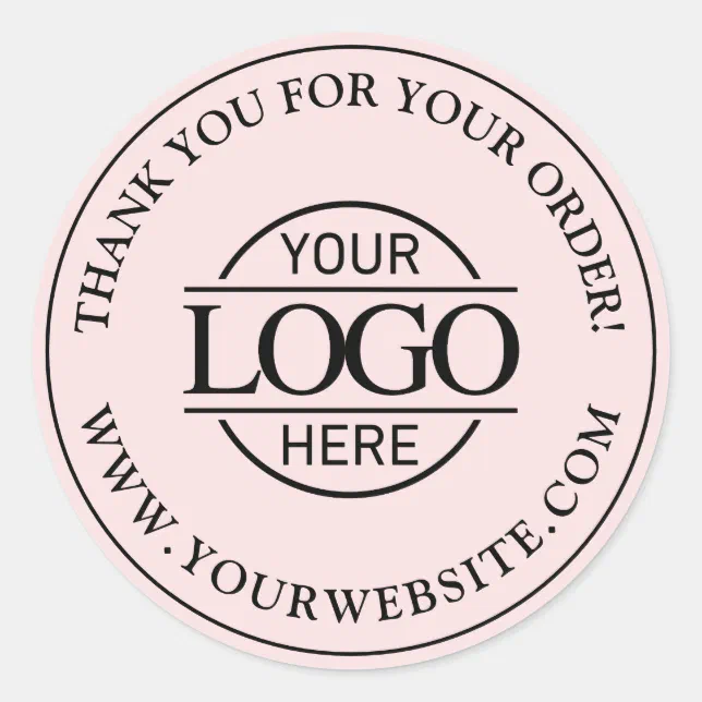 Modern Blush Pink Custom Busines Logo Promotional Classic Round Sticker ...