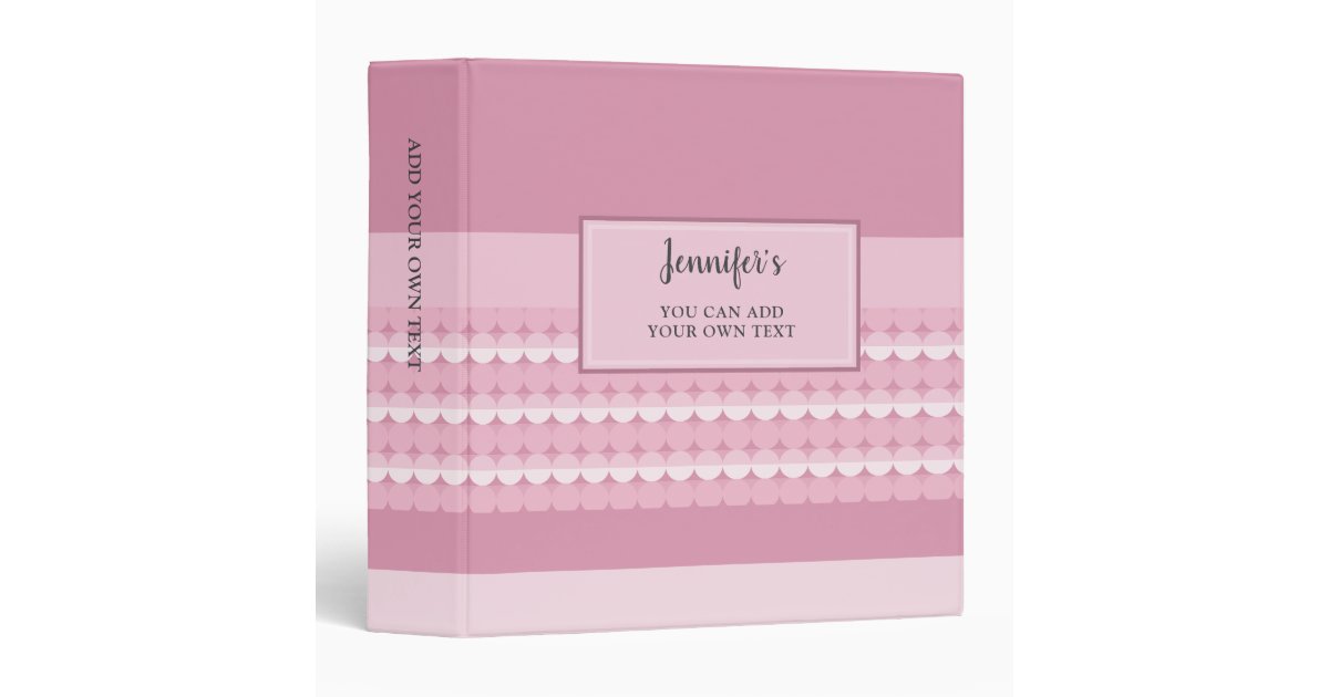 Modern blush pink dots stripes pattern personal 3 ring binder | Zazzle