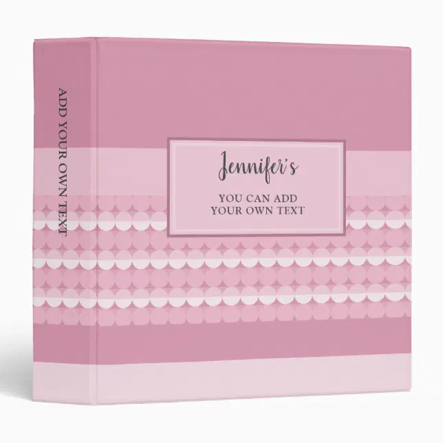 Modern blush pink dots stripes pattern personal 3 ring binder | Zazzle