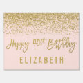 Modern Blush Pink Faux Gold Glitter 40th Birthday Sign | Zazzle