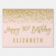 Modern Blush Pink Faux Gold Glitter 90th Birthday Sign | Zazzle