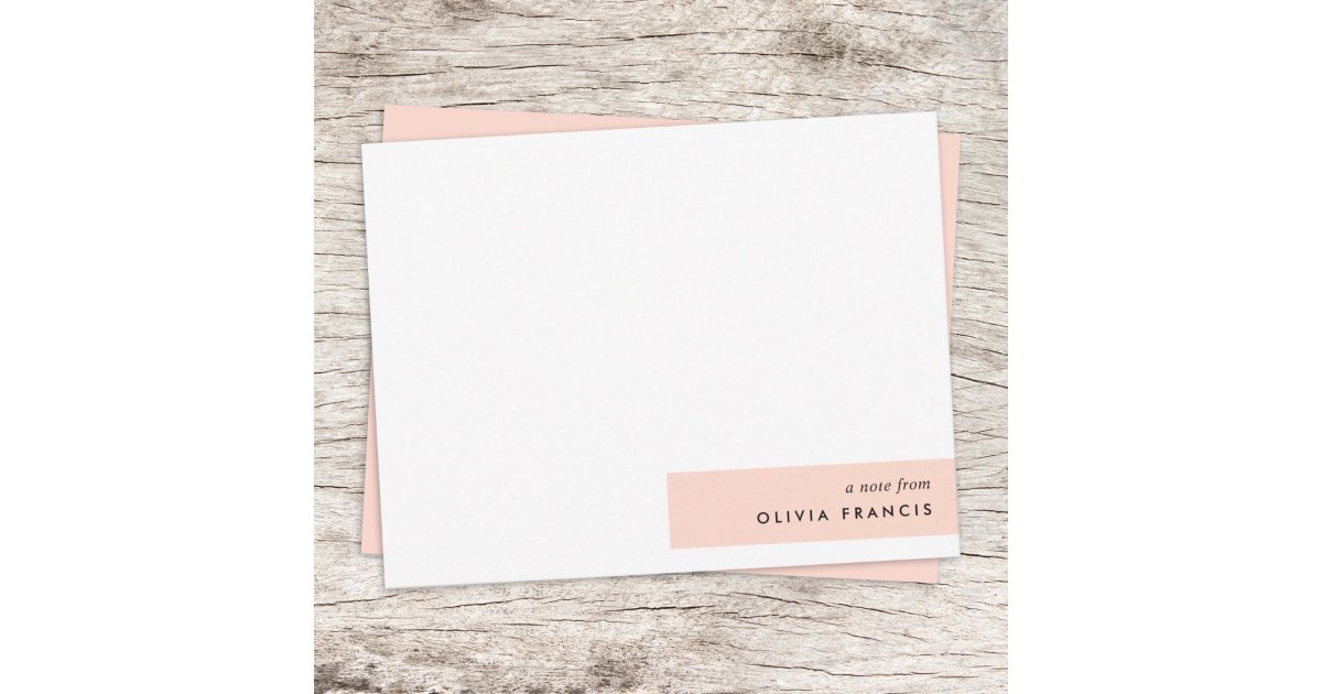 Modern Blush Pink Feminine Minimalist Simple Note Card | Zazzle