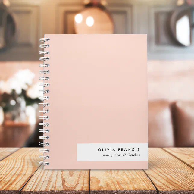 Modern Blush Pink Feminine Minimalist Simple Notebook | Zazzle