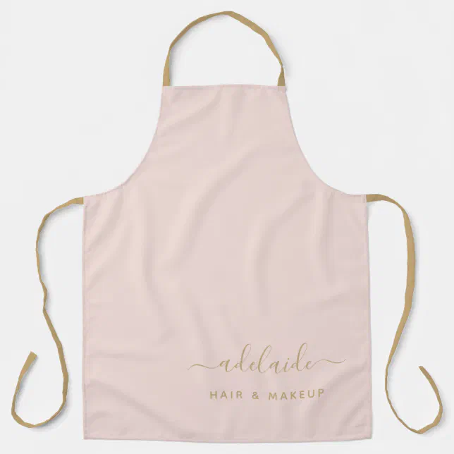 Modern Blush Pink Gold Hair Stylist Makeup Artist Apron | Zazzle