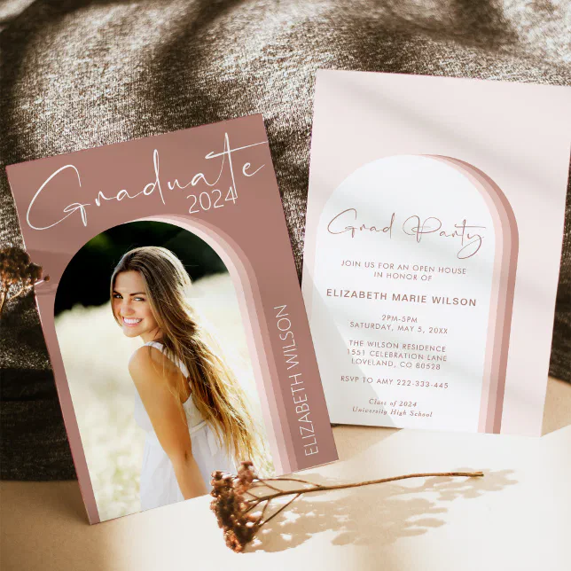 Modern Blush Pink Graduate Graduation Party Invitation | Zazzle
