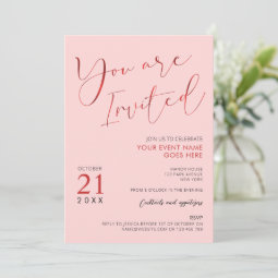 Modern Blush Pink Logo Business Event Elegant Invitation | Zazzle