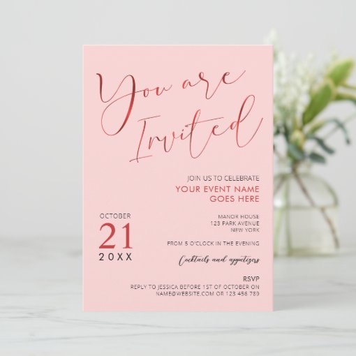 Modern Blush Pink Logo Business Event Elegant Invitation | Zazzle