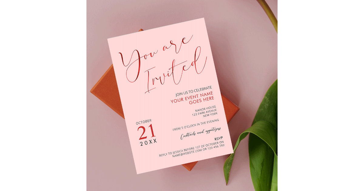 Modern Blush Pink Logo Business Event Elegant Invitation | Zazzle
