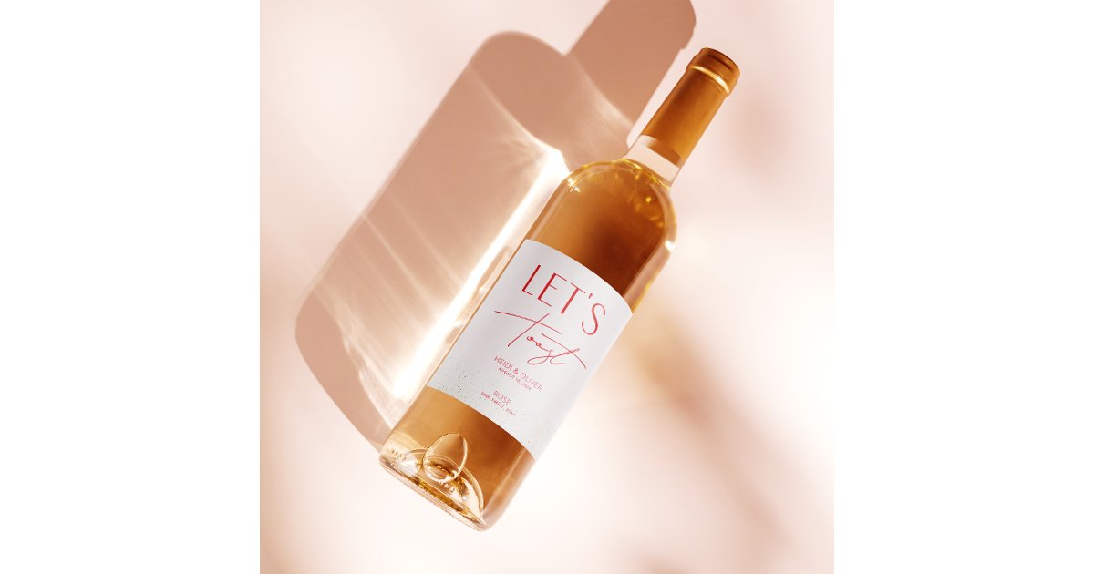 Modern Blush Pink Personalized Wedding Bottle Wine Wine Label | Zazzle