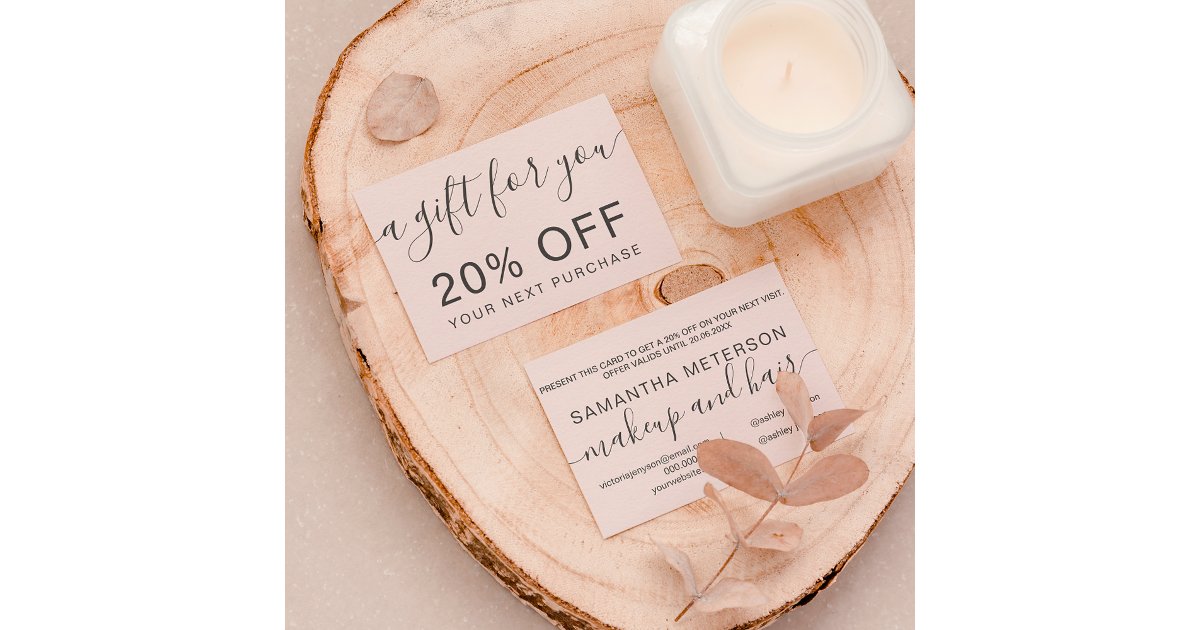 Modern blush pink professional typography discount card | Zazzle