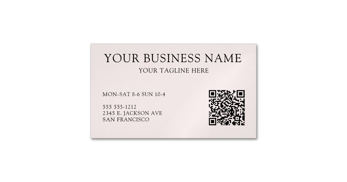 Modern Blush Pink QR Code Business Business Card Magnet | Zazzle