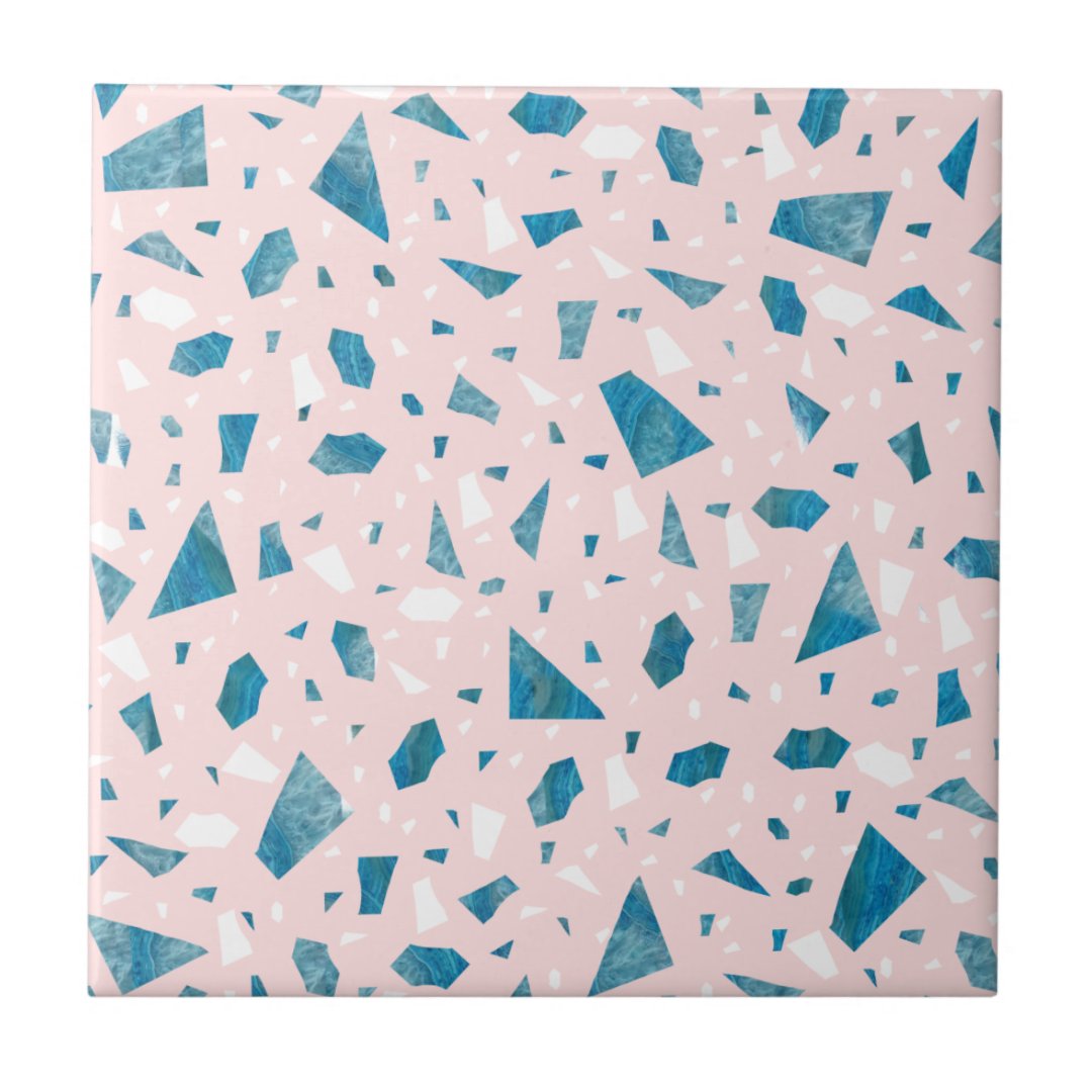 Modern blush pink terrazzo mosaic ceramic tile | Zazzle