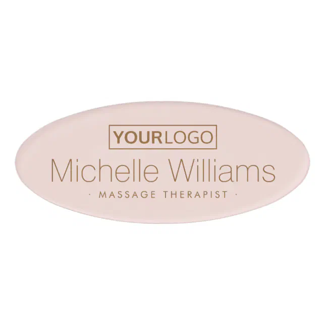 Modern blush pink trendy add your own logo name tag | Zazzle