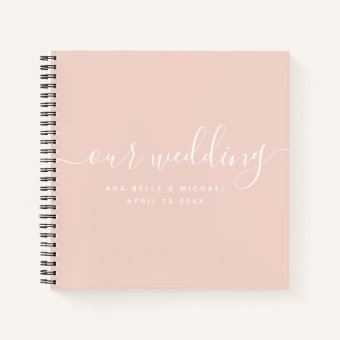 Modern Blush Pink Trendy Elegant Wedding Guest Notebook | Zazzle