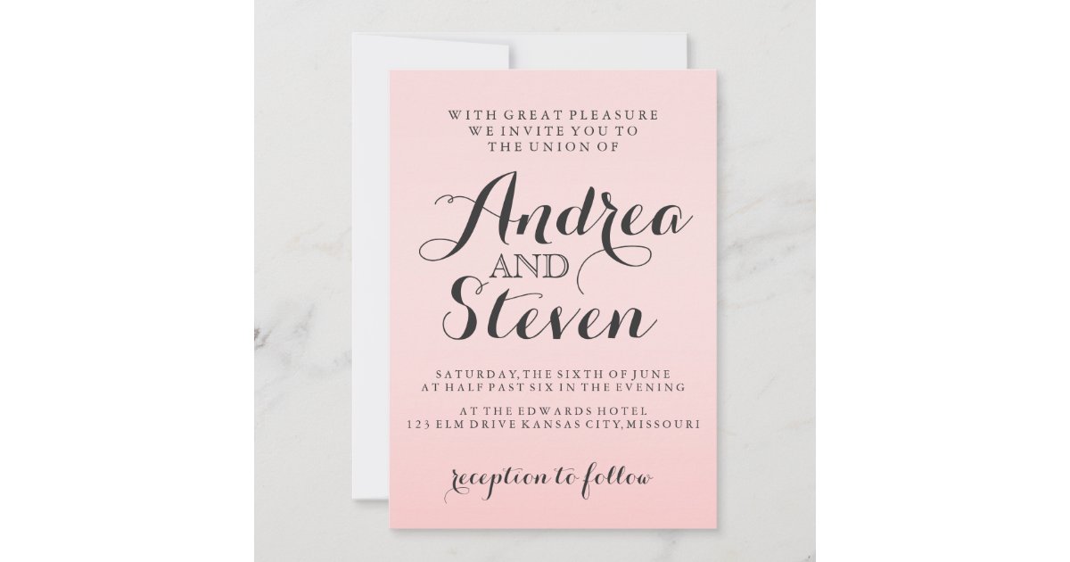 Modern Blush Pink Wedding Invitations | Zazzle