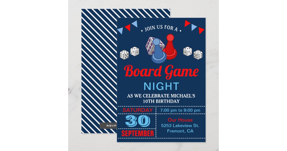 Modern Board Game Night Birthday Party Invitation | Zazzle