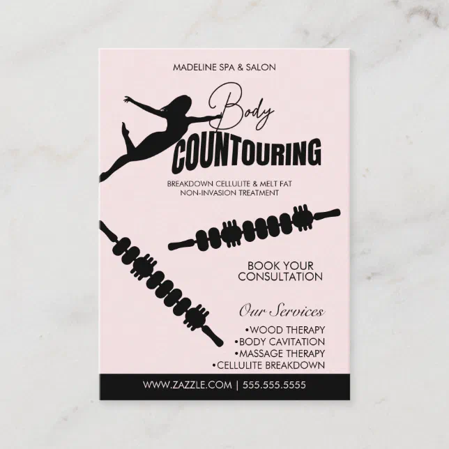 Modern Body Contouring Body Sculpting Massage Pink Business Card | Zazzle
