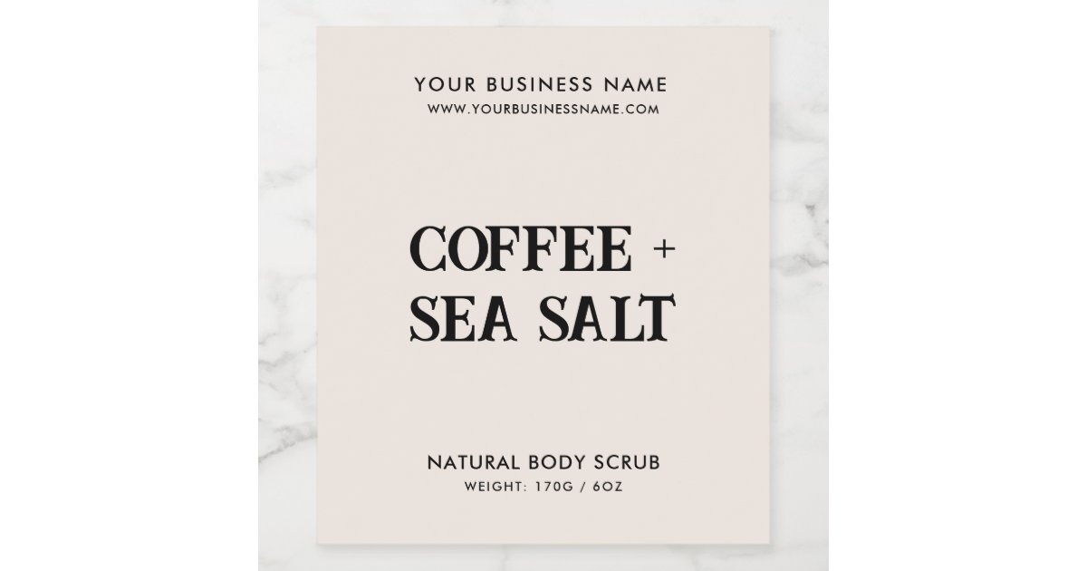Modern body scrub elegant neutral product label | Zazzle