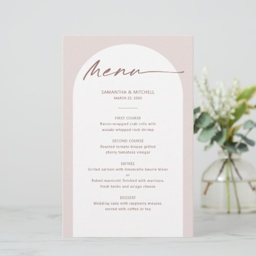 Modern Bohemian Arch Wedding menu card | Zazzle